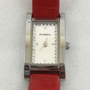 Fossil | Accessories | Vintage Fossil Red Leather Strap Watch | Poshmark
